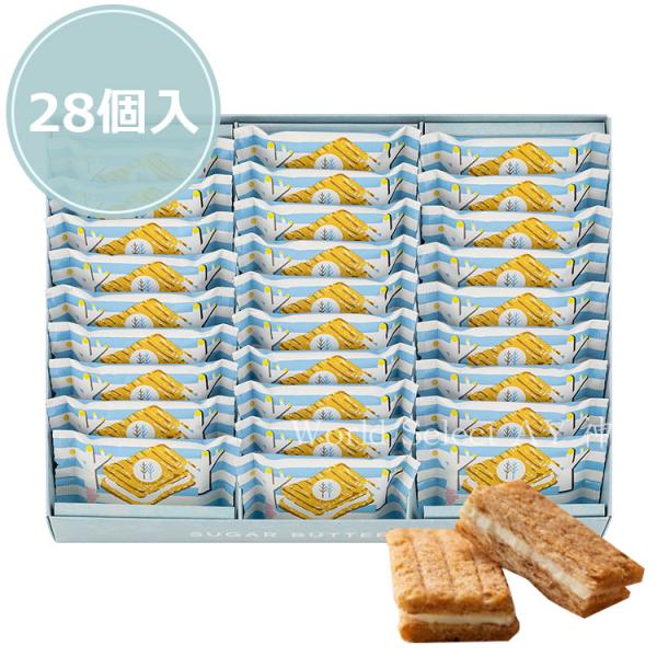 【商品概要】シュガーバターサンドの木　28個入<シュガーバターの木>で10年以上連続人気No.1に輝く名作ショコラサンド。全粒粉やライ麦が香ばしい特製シリアル生地をシュガーバターでこんがり焼いてミルキー感が自慢のホワイトショコラ...