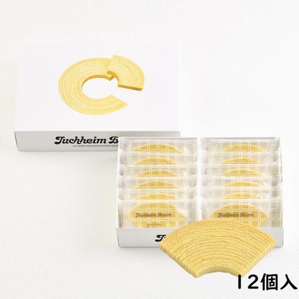 【商品概要】 ユーハイムバウム 12個主な原料は、卵と小麦粉、砂糖、国産バター。乳化剤や膨張剤を使わずにしっとりと香り豊かに焼きあげた。バウムクーヘンを、おいしいバランスの厚さ15mmにカットしました。個包装入りで手土産にも最適。素材本来の...