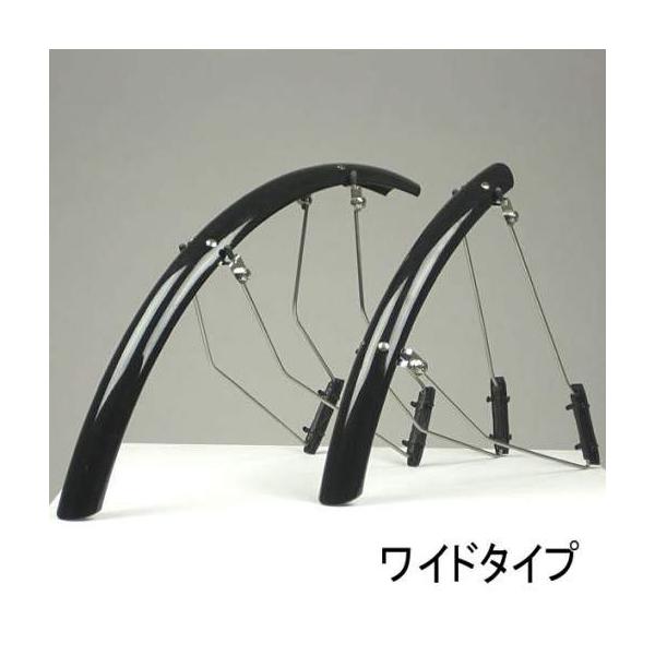 ■ 前後セット■ 重量：約350ｇ■ サイズ：26〜700c■ 対応タイヤ幅：28〜35c■ フロントサスペンションにも取り付け可能です■ ゴムバンドで簡単固定。ステーの長さ調節が可能なので、タイヤとのクリアランス(隙間)調整可能。