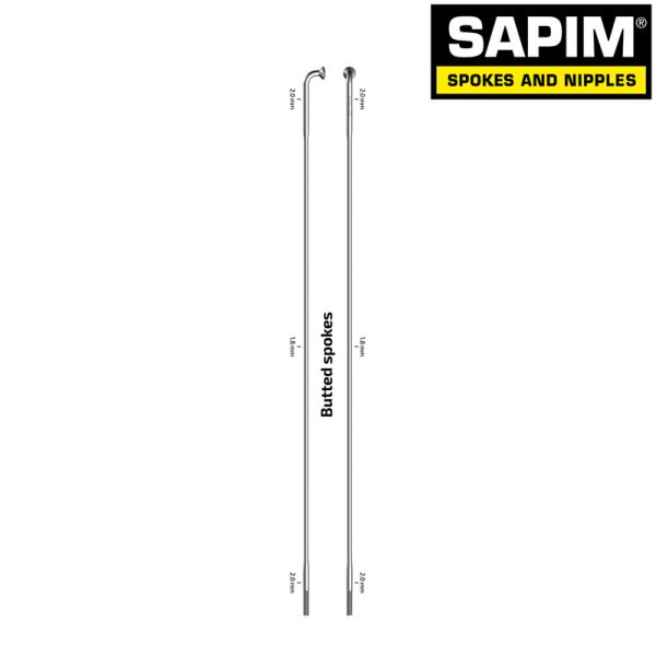 ＠ホイール≫スポーク・ニップル SAPIM（サピム）●ニップル： 無し●本数： 100●オールマイティに使うならこれがオススメ！オーソドックスなダブルバデッドスポーク。●重量： 363 g (64 pcs x 260 mm　14G 2.0 ...