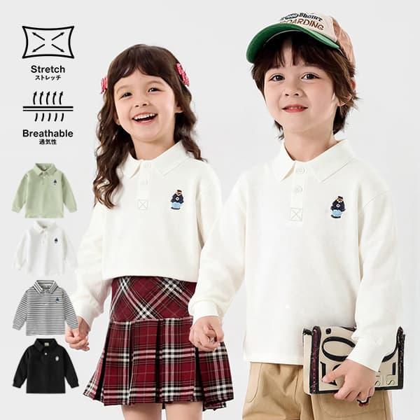 やさしい肌触りで、カジュアルにもフォーマルにも映えるポロシャツ。くまさんの刺しゅうがポイントの「くまポロ」は、無地・ストライプ・ボーダーなど ???デザインをご用意。白、黒、緑のカラーバリエーションで、通園・通学はもちろん、帰省やお出かけシ...