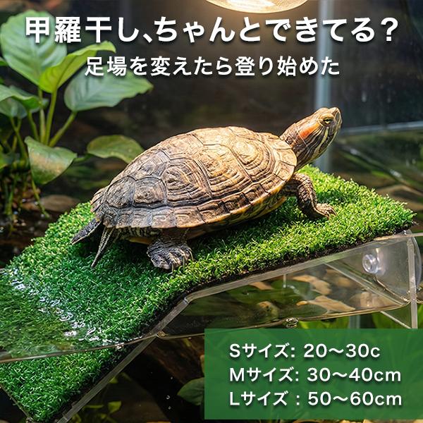 カメの飼育で「陸地が滑ってうまく登れていない」「水槽が殺風景で物足りない」と感じていませんか？本製品は、カメの習性を考え抜いた人工芝スロープ付きの浮島です。しっかりとした足掛かりを作ることで、ストレスなく日光浴（甲羅干し）ができる環境を整え...