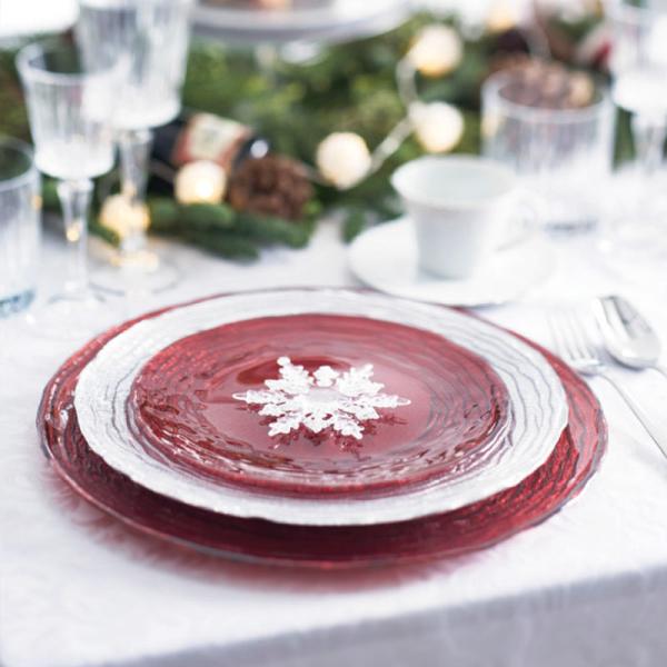 マラケシュ Marrakesh トルコ製 ガラス食器 おしゃれ おもてなし パーティー お皿 デザート皿 ケーキ皿 丸皿 取皿 テーブルコーディネート レッド 赤