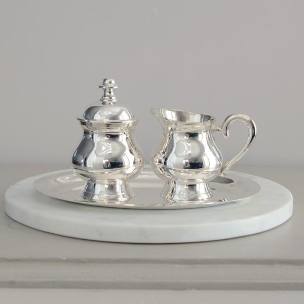 Queen Ann クイーンアン シルバー雑貨 インテリア おもてなし おしゃれ アンティーク クラシカル キッチン雑貨 ミルクピッチャー シュガーポット 飾り 装飾 業者 テーブルコーディネート 蓋付 トレー付