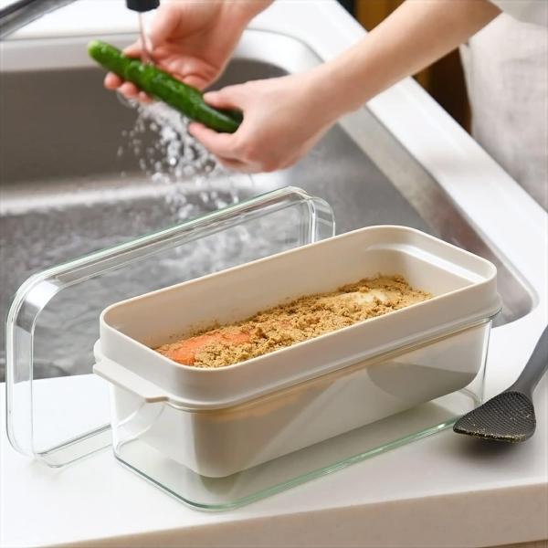 レイエ Leye オークス AUX ぬか漬け ぬか床 漬物 ぬか漬け容器 保存容器 しゃもじ付き ヘラ付き 水抜き 自動 コンパクト 軽量 おしゃれ キッチン雑貨 便利グッズ 日本製