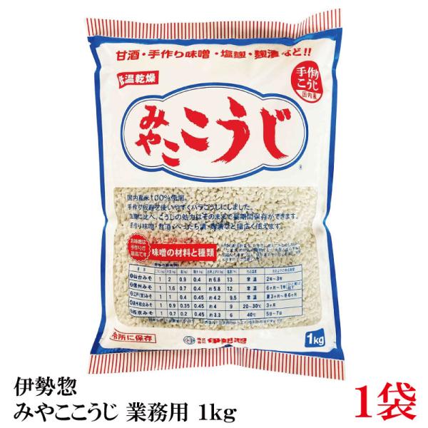 【商品説明】伊勢惣 みやここうじ 業務用 1kg箱盛り板こうじをほぐしたバラこうじです。板こうじ同様、甘酒、塩こうじ、手作り味噌など幅広くご利用いただけます。手作り味噌にはこちらが便利です。【伊勢惣 みやここうじ 業務用 麹 糀 1kg 国...