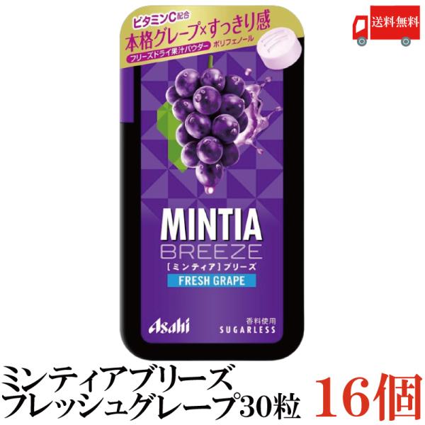 【ご注意】※メール便発送の為、お支払方法が代金引換の場合は別途地域別送料が掛かります。【商品説明】アサヒグループ食品ミンティアブリーズ フレッシュグレープ 30粒×16個【ミンティアブリーズ フレッシュグレープ ミンティア みんてぃあ タブ...