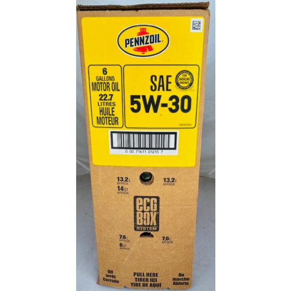 PENNZOIL（ペンゾイル）　新品　並行輸入品商品　PENNZOIL　5W30　コンベンショナル・モーターオイル　1個　（容量6ガロンECOBOX　約22,7L）　規格は商品ラベル（画像）で全てご判断をお願い致します。　□鉱物油系が主のエ...