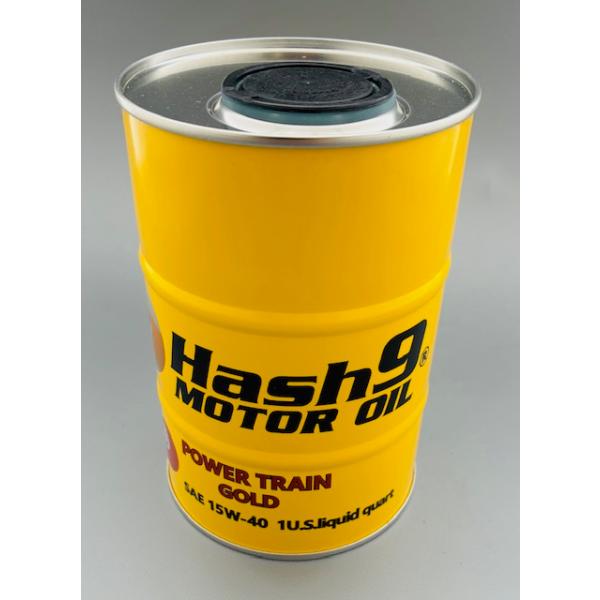 Hash9　Motor　Oil　新品　並行輸入品商品　Hash9　パワートレイン　ゴールド　15W40　エンジンオイル　1クオート（946ml）　1個（HASH9　POWER　TRAIN　GOLD　MOTOR　OIL　15W40）　※4サイ...