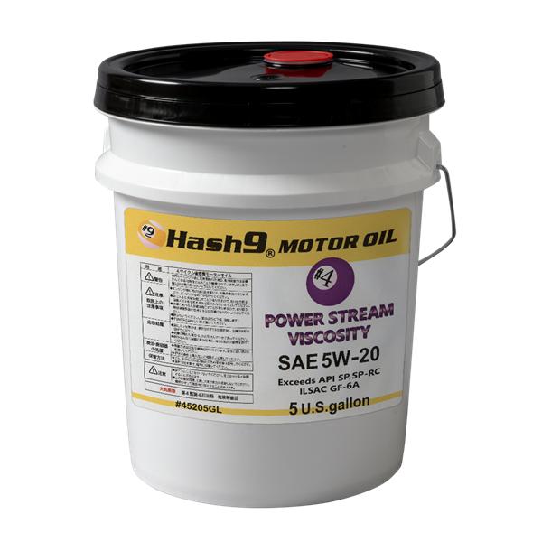 Hash9　Motor　Oil　新品　並行輸入品商品　Hash9　パワーストリーム　VISCOSITY　5W20　エンジンオイル　5ガロンペール（18,9L）　1個（HASH9　POWER　STREAM　VISCOSITY　MOTOR　OI...