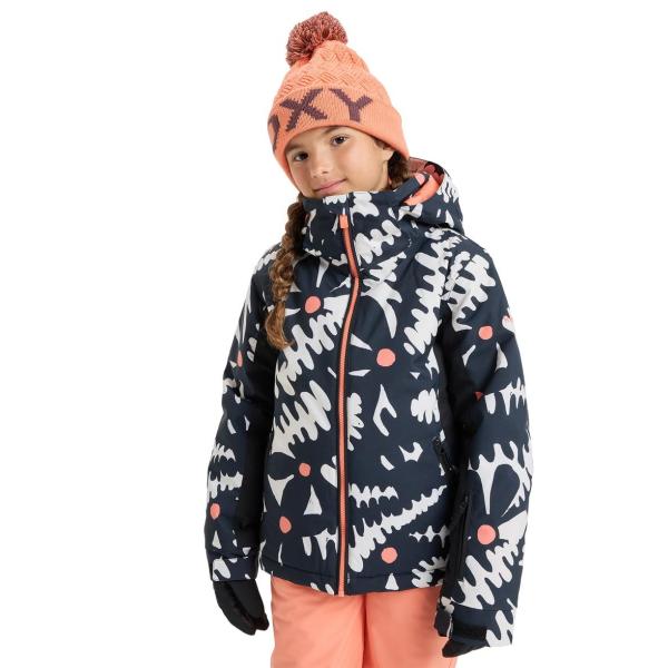 ・ROXYオリジナルプリントを使用したスリムフィットジャケット。・プリントカラーとマッチした、ビビットカラーのファスナーが目を引くデザインです・・ボディに200gの中綿をたっぷり使用し、優れた保温性でキッズも一日中暖かく快適に過ごせます。
