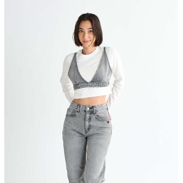 DENIM COLLECTION10ozのデニム生地を使用したビスチェです。ベーシックなコーデにプラスするだけで、トレンド感がぐっとアップするNEWアイテム。ストラップと、アンダーベルトは、サイズ調節ができます。アンダーベルトの内側にはシー...