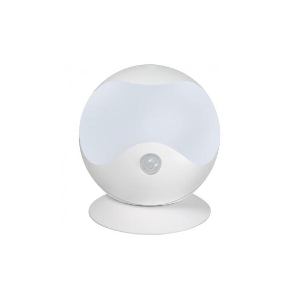 乾電池式で、コンセントのない場所でも使用可能な人感センサー付ライトです。光色が白色/電球色に切替可能。