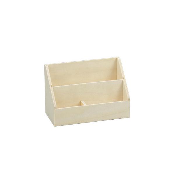 文房具から小さな手帳まで収納できる、実用的な木製の小物入れです。仕切りがあるので、小物を入れるのに最適です。無着色なので、着色することもできます。お子様が絵を描いて、母の日や父の日のプレゼントとしても。