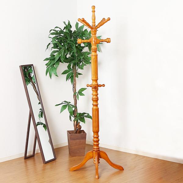 ■商品サイズ(約)全体：幅45.5×奥行45.5×高さ188.5cm耐荷重(ハンガー)：2kg上段ポール長さ：21/15cm中央ポール長さ：9cm商品重量：6kg■素材造部材：天然木（ラバーウッド）表面加工：ラッカー塗装■備考組立品▼茶色 ...
