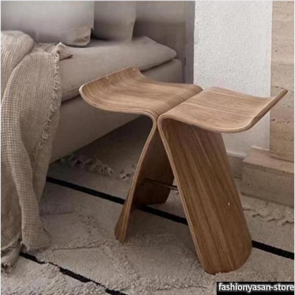 バタフライスツール木製スツールカーブウッドクラフトオリジナリティ家庭用低スツール、 北欧 木工 多機能 ポータブル 屋内スツールカ 環境を守ること 贈り物バタフライスツール