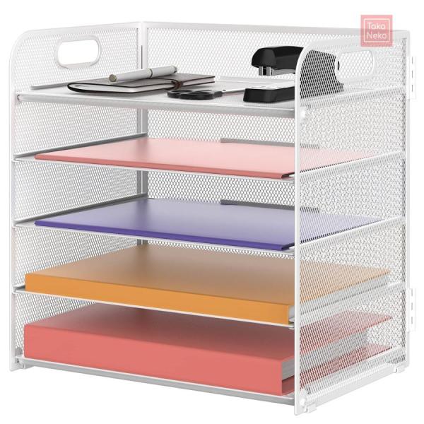 [ハンドルのデザイン] ハンドルデザインにより、ペーパートレイオーガナイザーを簡単に移動できます。 このホワイトデスクオーガナイザーは、女性、学生、事務員、教師、ティーン向けで、機能性と美的喜びの両方を提供します。<br>&lt...