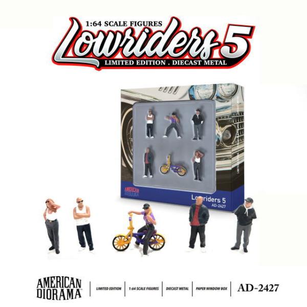 1/64 American Diorama Figures Lowriders5 フィギュア 5個＋自転車1個 在庫は実店舗と共有しておりますので ご注文いただいた時に品切れの場合がございます。万一、品切れの際はご容赦ください。
