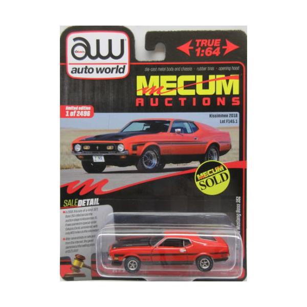 1/64scale AUTO WORLD 1971 Ford Mustang Boss 351 フォード マスタング ボス Mecum Austions ミニカー アメ車 在庫は実店舗と共有しておりますので ご注文いただいた時に品切れの場合...