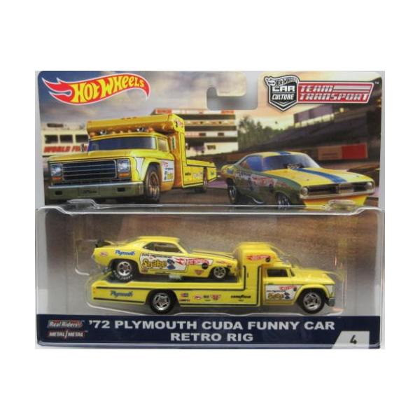 1/64 ホットウィール Hot Wheels Car Culture Team Transport '72 Plymouth Cuda Funny Car Retro RIG プリマス クーダ ファニーカー ミニカー アメ車 在庫は実店舗...