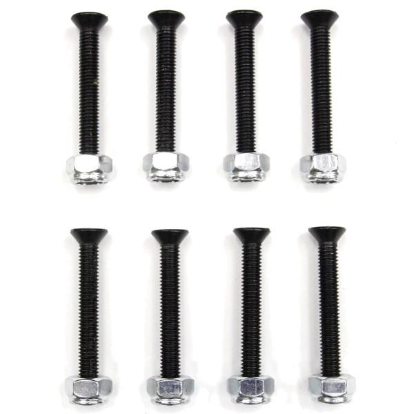 デッキとトラックをとめるボルト、ナットセット。デッキとトラックと1/4”ライザーが2枚と1/8"ライザーが1枚とめられる長めの1.5インチ、プラスドライバーで締めるタイプ。ボルトのヘッドがやや大きいタイプですのできつく締めても埋まりにくく、...