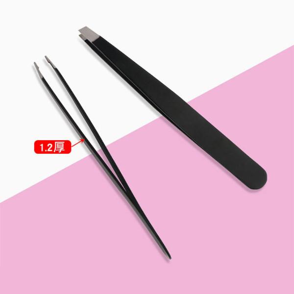 斜刃タイプのステンレス製の毛抜きです眉毛などの細かい毛のケアに向いています