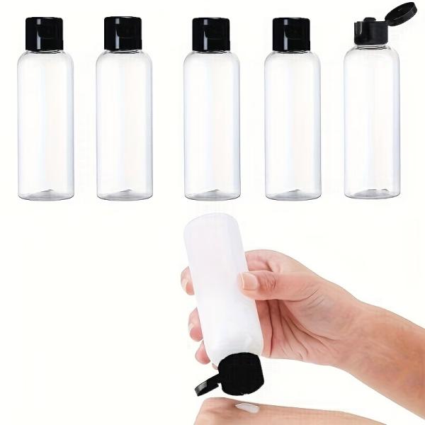 5個セット3.4Oz (約96.4g) フリップトップ付きボトル、空の透明ディスペンサーコンテナ、旅行用コスメに最適