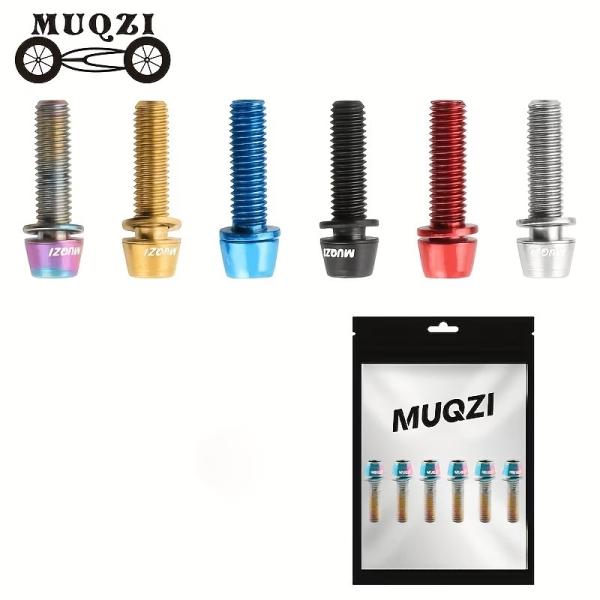 MUQZI マウンテンバイク ロードバイク ハンドルステム チタンメッキ カラフル M5*17mm ストレートチューブ