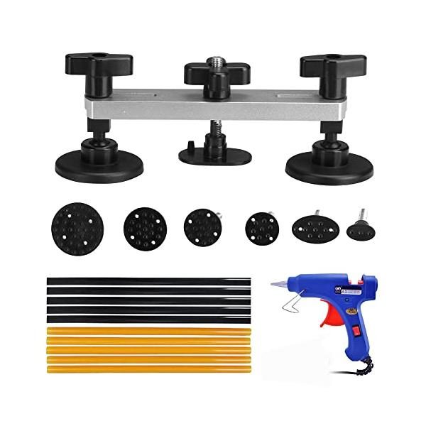 セット内容：シルバーブリッジ型工具1pcs、タブ6pcs、ホットメルト10pcs、英語取説1pcs。応用範囲：ボディ＆フェンダー補修ツール、車＆バイクの凹み直しです。または冷蔵庫、洗濯機などの凹みを修理できるDIY修理ツールです。凹みの大き...