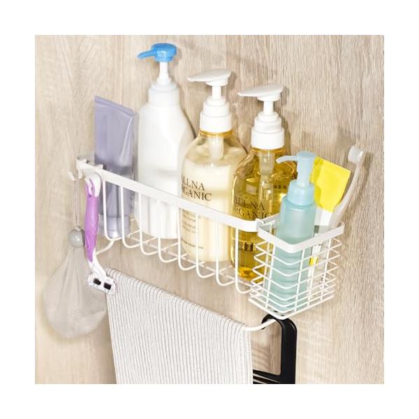 ホワイト/バスケットS（小物収納カゴ付き）/R0579・Size:バスケットS（小物収納カゴ付き）Color:ホワイト・無駄を省いた省スペース設計最低限ボトルが入るサイズに設計し、圧迫感のないコンパクトなフォルムを実現。また、タオルバーの位...