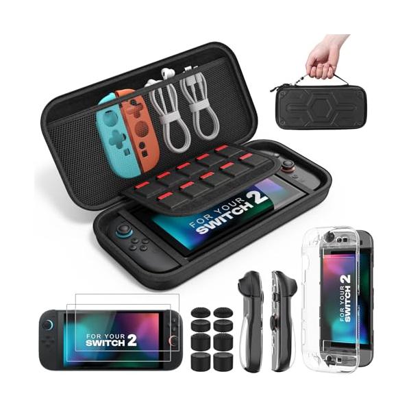Black/-/-・Color:Black・パッケージ個数:1・「高い保護力を実現したSwitch2保護アクセサリーセット」2025年に発売の新型Switch2をしっかり守るためのアイテムが揃っていた専用設計された保護アクセサリーセットとな...