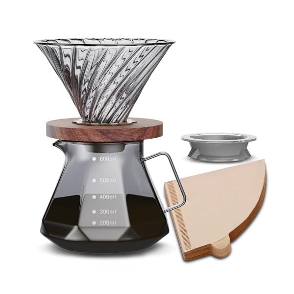 カジュアルグレー透明な/600 ml/-・Size:600 ml・パッケージ個数:1・高品質この コーヒー ドリップ 器具 の本体は、耐久性と信頼性の高い厚手の高ホウケイ酸ガラスで作られています。 ガラス製のコーヒーカップは熱に強く、傷つき...