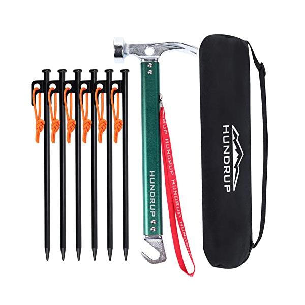 軽量ペグハンマーセット（ダークグリーン）/-/GEDC・Color:ペグハンマーセット（ダークグリーン）・?梱包内容：高炭素鋼ハンマー *1本、ペグ30cm *6本、600Dオックスフォード収納袋*1点。重さ:(約)1550g/セット・?進...