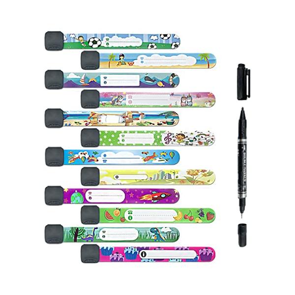6PCS+1Marker Pen/6個 (x 1)/-・??安全＆快適 お子様の肌に優しい柔らかいPVC素材を使用。全長19.5cm×幅2cmで、お子様の手首にぴったりフィットし、調整。きつく締めすぎず、適度なゆとりを持たせることで、より快...