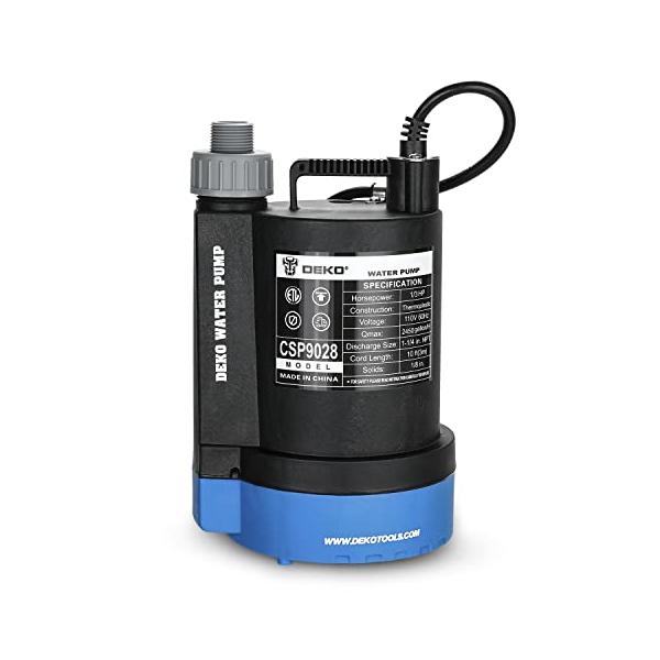 1/3hpブルー/250W-ブルー/-・Size:250W-ブルー・?強力な汚水ポンプDEKO家庭用水中ポンプはプロ仕様の300W強力モーターを採用し、最大吐出量は9275L/H、最大揚程は8.5mに達し、素早く排水できます。また、また、排...