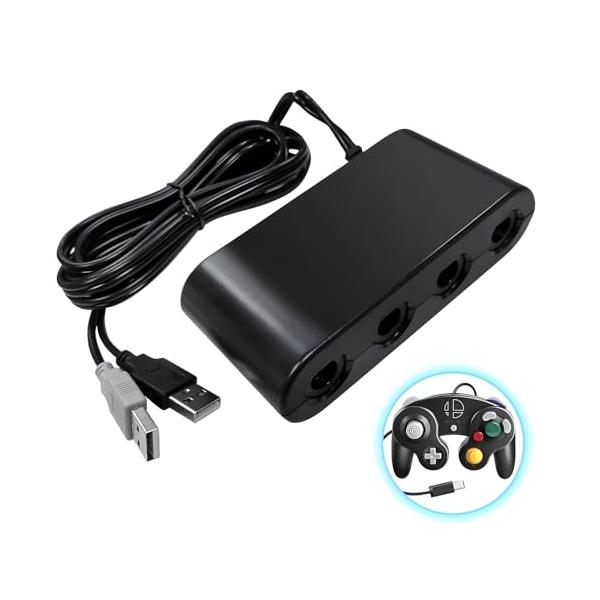 ブラック/Switch用 m/GCコントローラー 接続タップ・パッケージ個数:1・対応機種任天堂スイッチ用、Switch 有機ELモデル、PC、Wii Uの周辺機器の接続タップです。 これによりお手持ちの使い慣れたGCコントローラがWii ...