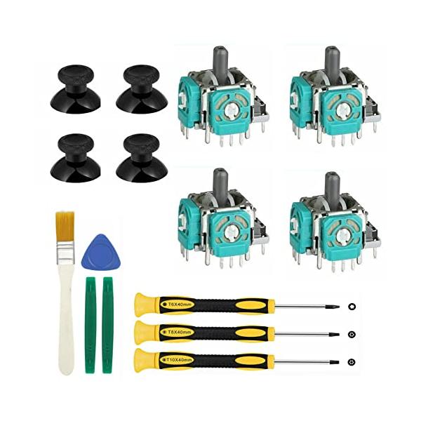 ブラック/-/-・パッケージ個数:1・取り付けにははんだ付けが必要です。そうでなければ簡単に修理できます。コントローラーの修理方法についてのビデオをYouTubeで見つけることをお勧めします。・摩耗した状態、制御不能、鈍感なジョイスティック...