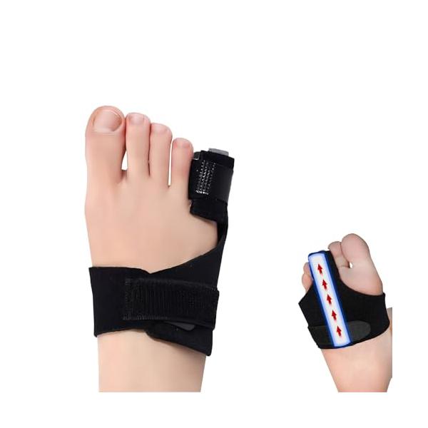 -/-/黒・Model:黒・左右兼用:足指サポーター左右対称のデザインで、両足に適用でき、5本の指の固定タイプ(中指、人差し指、薬指、小指、親指)は2本のアルミ板で固定され、指の痛みによって固定された面を調整し、小型で軽くて快適なフィット感...