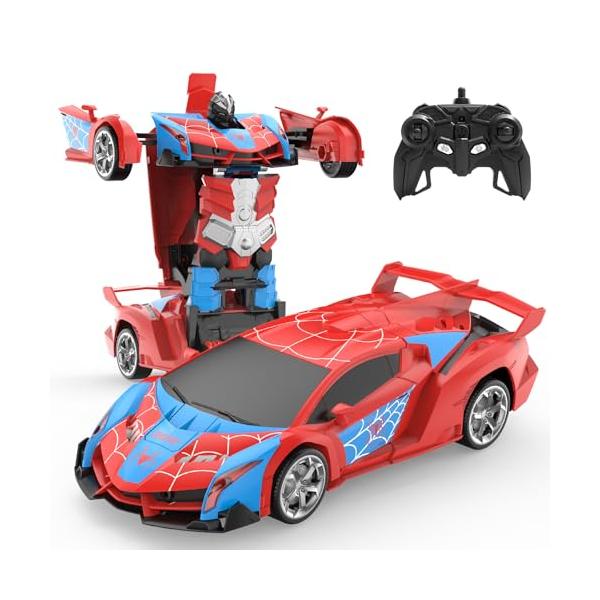 レッド/-/jp-DE120・2 in 1変形ラジコンカーこのラジコンカーは、車とロボットの機能をユニークに組み合わせて、楽しさを倍増させます。リモコンのボタンを押すだけで、リモコンカーがロボットに変形します。シンプルで直感的な操作なので、...