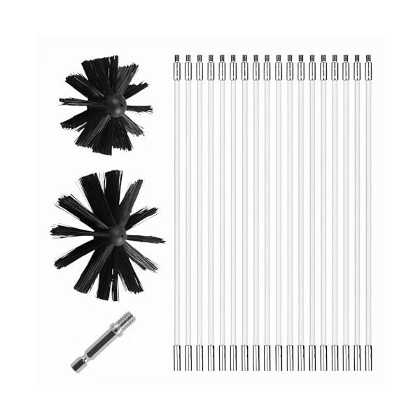 セット内容と数量：41 cmロード*18本、10 cmブラシヘッド*1本、15 cmブラシヘッド*1本、六角棒*1本。組み立てや取り外しが容易で、触れた領域を広げるために複数の柔軟なナイロンロッドを容易に接続することができます（7.38メー...