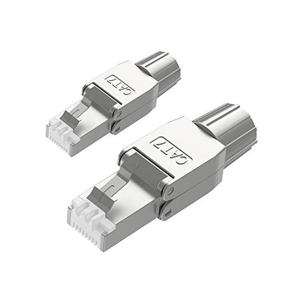 銀色/2個セット/-・パッケージ個数:1・CAT6A、CAT7適用：22〜24AWG、ワイヤー直径(絶縁ゴムを含む)0.54mmー1.5mm ケーブルの直径6-9.5 mmに適用できる。CAT6A、CAT7お勧め。最大 10Gbps伝送スピ...
