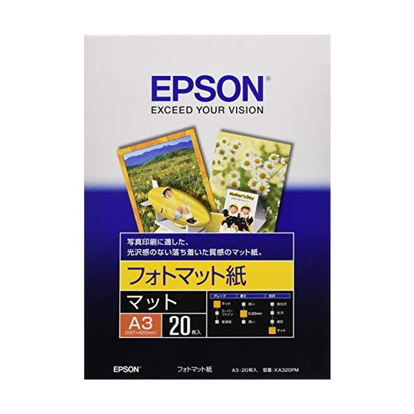 白/A3 20枚/KA320PM・Size:A3 20枚・パッケージ個数:1・印刷対応面(プリンタ用紙):片面・タイプ・特性：マットタイプ・厚口タイプ・高耐光タイプ・対応インク：顔料・染料