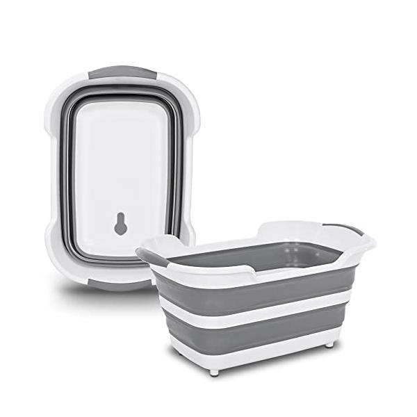 グレー/プラス/-・Color:グレーSize:プラス・?『2023新設計』??「足つきタイプ新登場！排水口カバー付き！」??置いたままで簡単排水改良型は底に四つの足が付いているから、ちょっとよい高度で排水栓を抜けば置いたままで排水できます...