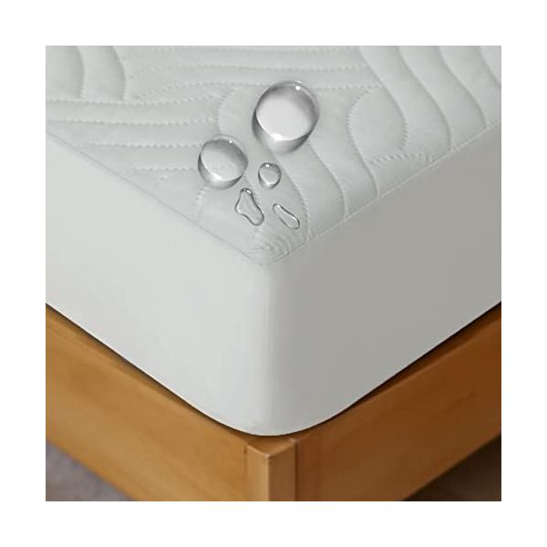 ホワイト/ダブル・140x200+30cm/-・Color:ホワイトSize:ダブル・140x200+30cm・防水パッド一体型ボックスシーツシングルサイズ：防水敷パッド部分100*200CM+防水マットレスの厚み約3-30cm・全面防水 ...