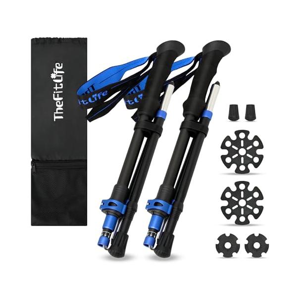 青色/-/-・Color:青色・快適なグリップ感人間工学に基づいたEVAグリップは手のひらにフィットして使いやすさ抜群！どんな地形においても滑り止めの仕様で手汗を吸収し、登山中に手を快適に保ちます。調節なストラップを使用することで、休憩時に...