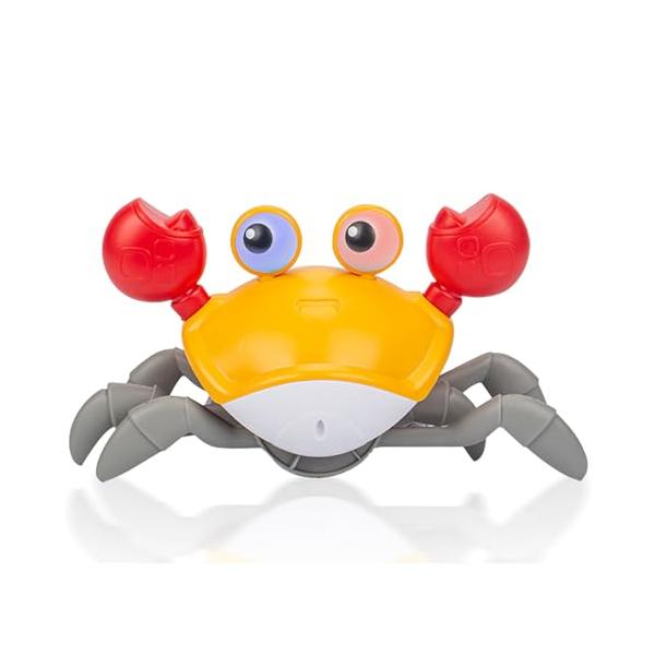 オレンジ/-/QC-6Y・Color:オレンジ・モバイルカニおもちゃ-カニおもちゃはLEDライトアップクロールとセンサー障害物回避機能を備えています。明るい色とかわいいカニの形が子どもの注意を引きます。移動中に障害物に遭遇すると、ミュージカ...