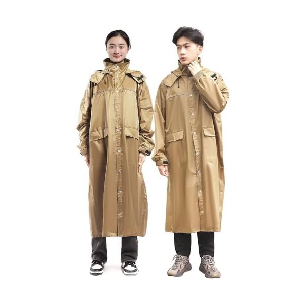防水防風カーキ/XL/1Raincoat11Yellow_XL・Color:カーキSize:XL・最新版デザイン フードとバイザー（着脱可）大人気！自転車 原付におすすめ！リュックを背負ったまま着れる！ロング丈登場！雨の日でも安心安全な機能...