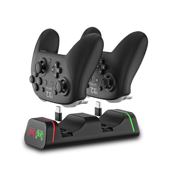 ブラック/-/-・パッケージ個数:1・コントローラー充電ドック 2ポート同時充電対応 Switch Pro コントローラー Switch 2 Pro コントローラー PS5 コントローラー Xbox Series X|S および Xbox ...