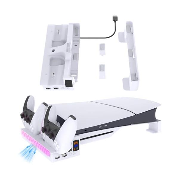 -/-/TOM-4651・対応機種ps5 pro/新型 PS5 Slim（通常版とデジタル版両対応）専用の横置き収納スタンドです。PS5用下部に隙間ができ、同時に、放熱ファンが付属し、放熱を加速させることができる、通気性が良くて熱がこもりに...