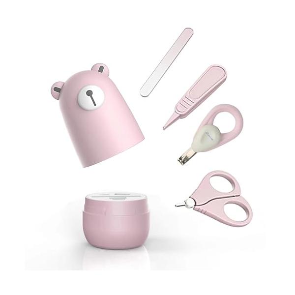 pink/-/9.00・Color:pink・4 IN 1 SET 滑り止めの付いたベビー用爪切り、大きな柄のハサミ、細かい爪やすり、丸い頭のピンセットのセット。それぞれのデザインは、不慮の怪我を避けることを目的としています。丈夫でかわいい...